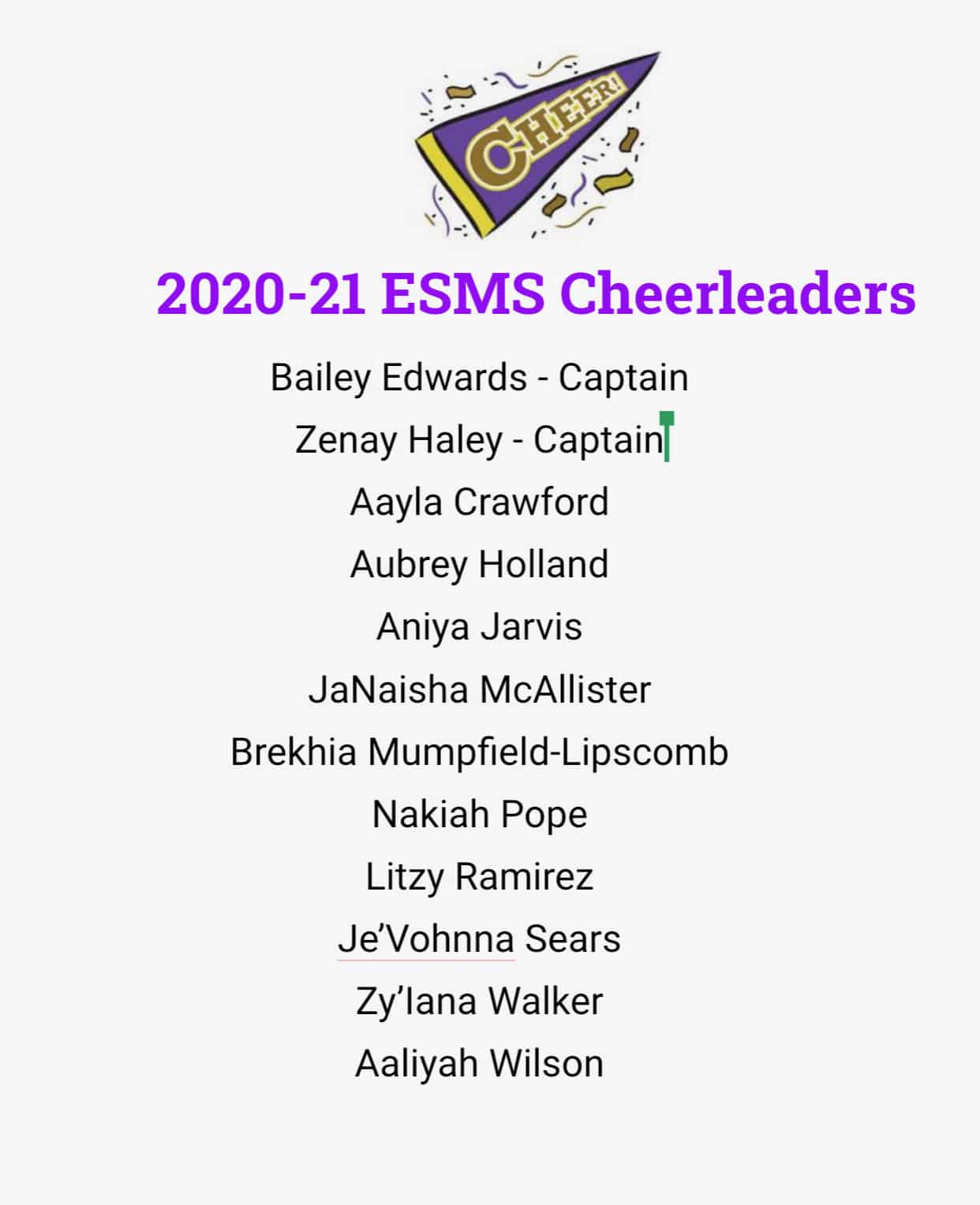 ESMS Rebel Cheerleaders 2020-21 – Emma Samson Middle School
